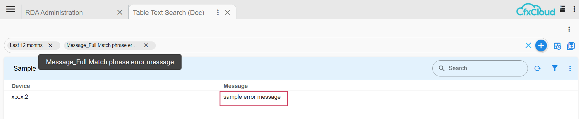 Text Search Support - RDA Fabric Documentation
